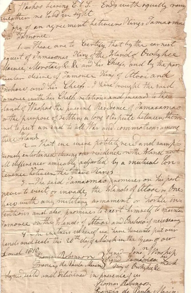 Agreement of 1810 | Images of Old Hawaiʻi
